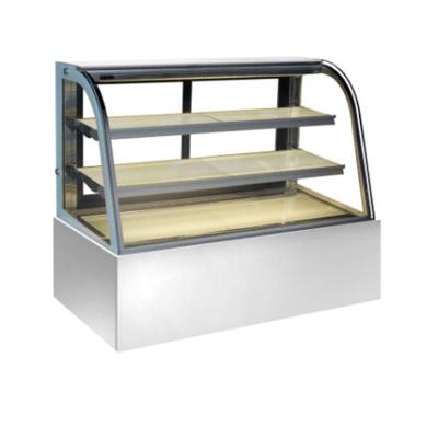 China 1.2m Refrigerated Cake Display Case, Curved Glass Pastry Chiller With Fan Cooling for sale