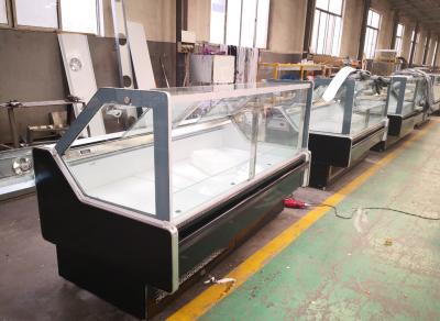 China Supermarket Cooked Food Display Refrigerator Curved Glass Deli Case With Sliding Door for sale