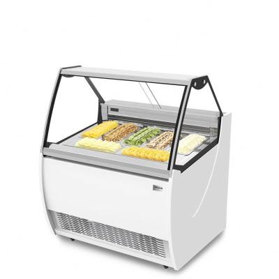 China 4 Pans Ice Cream Showcase Freezer , Single Row Fan Cooling Gelato Display Cooler for sale