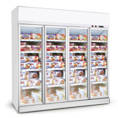 China Supermarket Upright 4 Glass Door Frozen Food Freezer, Commercial Display Fridge Freezer for sale