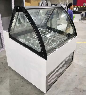 China Curved Glass Door Ice Cream Refrigerator Frozen Popsicle Display Cabinet for sale