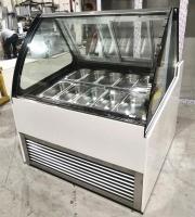China Curved Glass Door Ice Cream Refrigerator Frozen Popsicle Display Cabinet for sale
