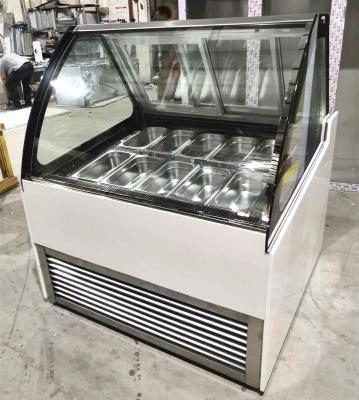 China Commercial 18 Trays Air Cooling Ice Cream Display Freezer Italian Gelato Glass Display Refrigerator for sale