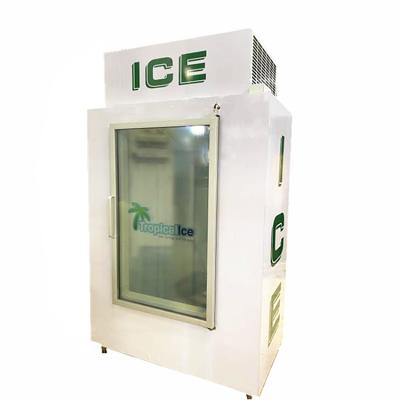 China Commercial Large Ice Storage Containers Indoor Glass Door Ice Bag Storage Freezer for sale