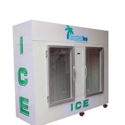 China Indoor Commercial Ice Freezer Bagged Ice Bin with Two Glass Doors for sale