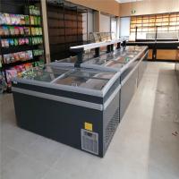 China Supermarket Refrigeration Equipment Chest Display Freezer Double Island Freezer with Glass Door for sale