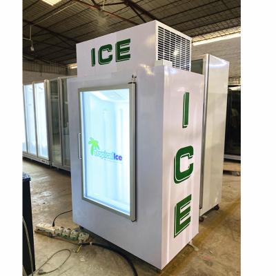 China Glass Door R404A Ice Cube Storage Bin With Danfoss Compressor for sale