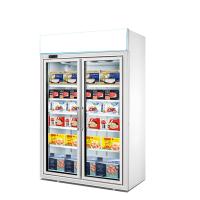 China Top Mounted Commercial Glass Freezer With Automatic Drain Water Evaporating System for sale