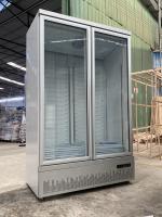 China Hihg quality upright showcase glass door freezer for ice cream with led light for sale