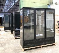 China Fan Cooling 3 Glass Doors Upright Freezer ,Supermarket  Automatic Defrost Refrigerator Display Showcase for sale