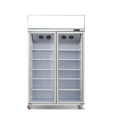 China Top Mounted Commercial Glass Freezer With Automatic Drain Water Evaporating System for sale