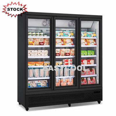 China Ice Cream Upright Display Freezer 1200L Glass Door Vertical Showcase Freezer for sale