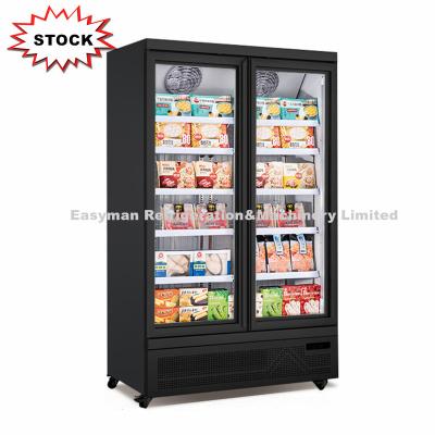 China Commercial Double Door Freezer Glass Door Upright Ice Cream Freezer Showcase with CE for sale