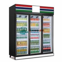 China Commercial supermarket cooler cold drinks display fridge glass door vertical refrigerator freezer for sale