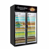 China 2 glass door beverage beer bottle display freezer Refrigerated supermarket display cabinet air cooled upright chiller for sale