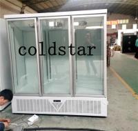 China Supermarket 3 glass doors refrigerator drink display cooler yogurt milk refrigerator showcase for sale