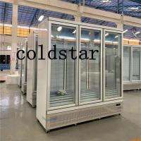 China Three doors glass door display refrigerator freezer Fan cooling upright drinks cooler -white for sale
