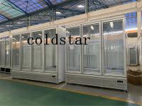 China Fan Cooling 3 Glass Doors Upright Freezer ,Supermarket  Automatic Defrost Refrigerator Display Showcase for sale