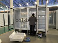 China 4 Doors Beer Beverage Refrigerator Commercial Vertical Cold Drink Display Fridge Glass Door Cooler for sale