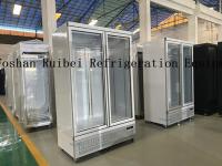 China Commercial 2 Glass Doors Freezer With LED Supermarket Black Painted Steel Upright Deep Freezer for sale