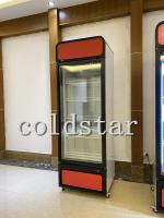 China Supermarket 450L display showcase glass door freezer upright refrigerator for sale