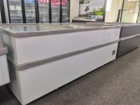China SD-950 glass door island freezer for frozen food horizontal freezer for sale