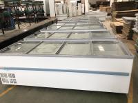 China SD-950 glass door island freezer for frozen food horizontal freezer for sale
