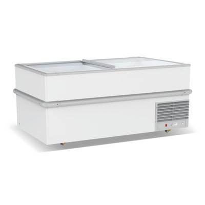 China SD-950 glass door island freezer for frozen food horizontal freezer for sale