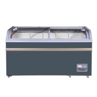 China Display hard ice cream chest freezer with curved glass top horizontal freezer for shop for sale