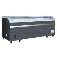 China Display hard ice cream chest freezer with curved glass top horizontal freezer for shop for sale
