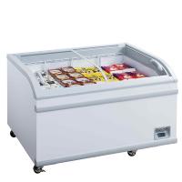 China Commercial supermarket deep chest glass top freezer fish display fridge frozen food display freezer for sale