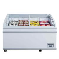China Commercial supermarket deep chest glass top freezer fish display fridge frozen food display freezer for sale