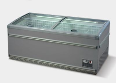 China Supermarket refrigeration equipment chest display freezer double island freezer with glass door for sale
