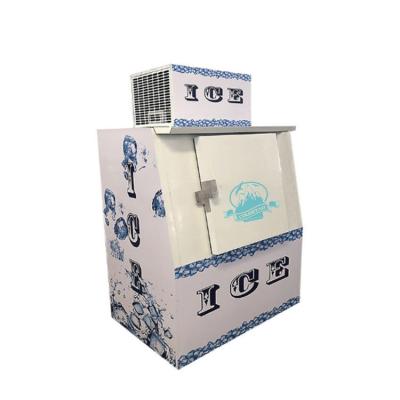 China Gas Station Ice Cooler Upright Solid Door Freezer Ice Storage Bin for sale