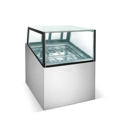 China Square Glass Ice Cream Showcase Freezer 20 Pans Fan Cooling Type 1730*1068*1250mm for sale