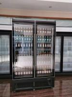 China 2 Glass door drink beverage fridge display case, supermarket double door commercial refrigerator for sale