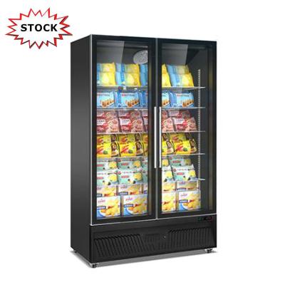 China Double full glass door display cooler for energy drink display with high quality made in China for sale