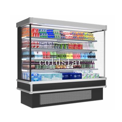 China Supermarket Showcase Refrigerators Large Beverage Coolers Fruits Open Front Display Fridge for sale