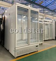 China Supermarket 2 Glass Doors Beverage Cooler Equipment Bottom Mount Vertical Display Fridge for sale