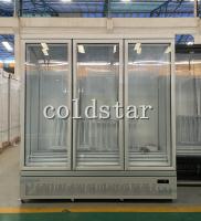 China 1600L 5 Layer Soft Drink Refrigerator Display Case Glass Door Upright Cooler for sale