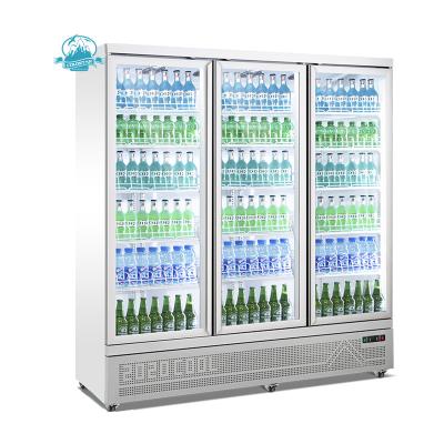 China Factory price 3 glass doors beverage upright cooler display fridge refrigerator freezer for sale