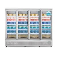 China 4 Doors Beer Beverage Refrigerator Commercial Vertical Cold Drink Display Fridge Glass Door Cooler for sale