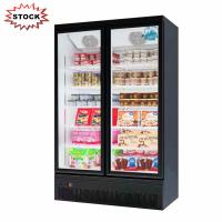 China Double Glass Door Upright Display Freezer -18 To -22C Bottom Mount Compressor for sale