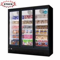 China Commercial Freezer 3 Glass Doors Auto Defrost Ice Cream Upright Display Fridge Freezer for sale