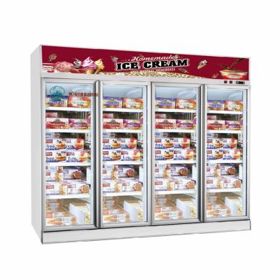 China Supermarket Freezer 2000L Glass door Ice Cream Vertical Display Refrigerator Freezer for sale