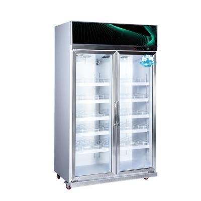 China Big Capacity Vertical Display case freezer with double Glass Door for sale