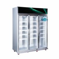 China Electric heating glass door vertical supermarket display freezer for ice cream and frozen food for sale
