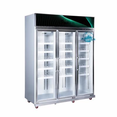China Electric heating glass door vertical supermarket display freezer for ice cream and frozen food for sale