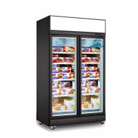 China Commercial Double Door Freezer Glass Door Upright Display Refrigerators Freezers for sale