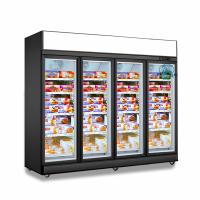 China R290 Commercial Refrigerator Freezer Auto Defrost Glass Door Upright Freezer Showcase for sale
